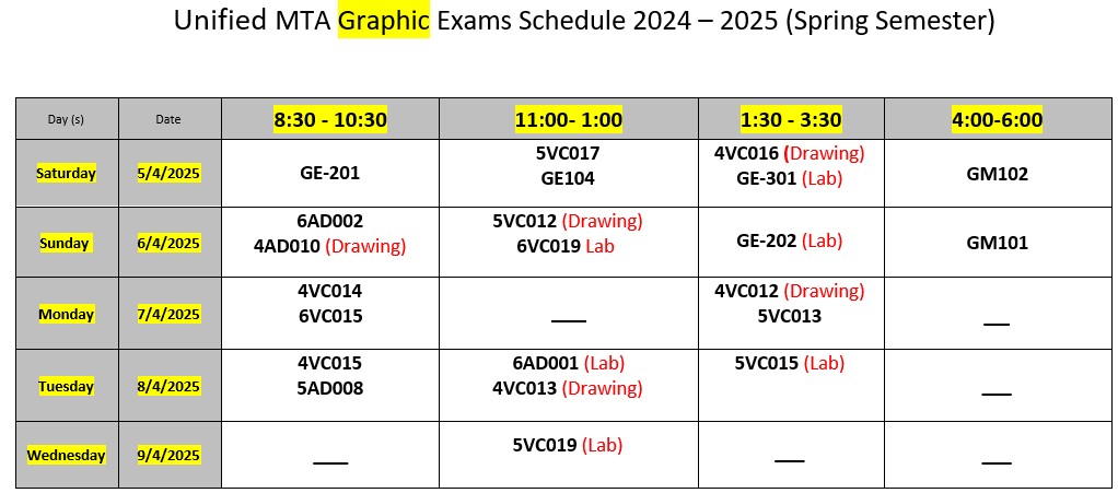 Quick Search and Exam Schedule