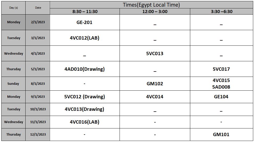 Quick Search and Exam Schedule