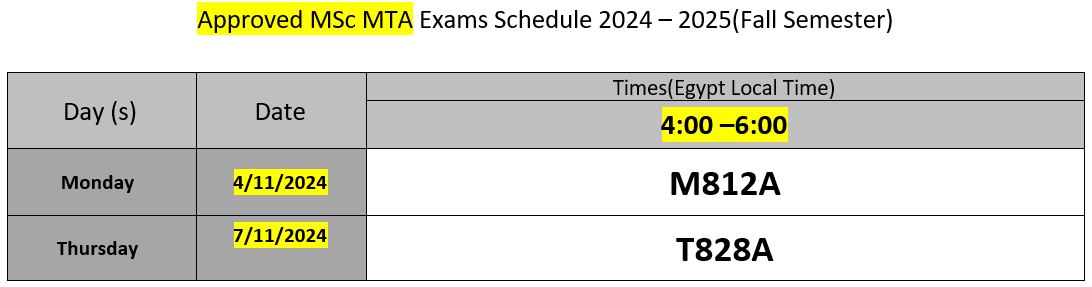 Quick Search and Exam Schedule
